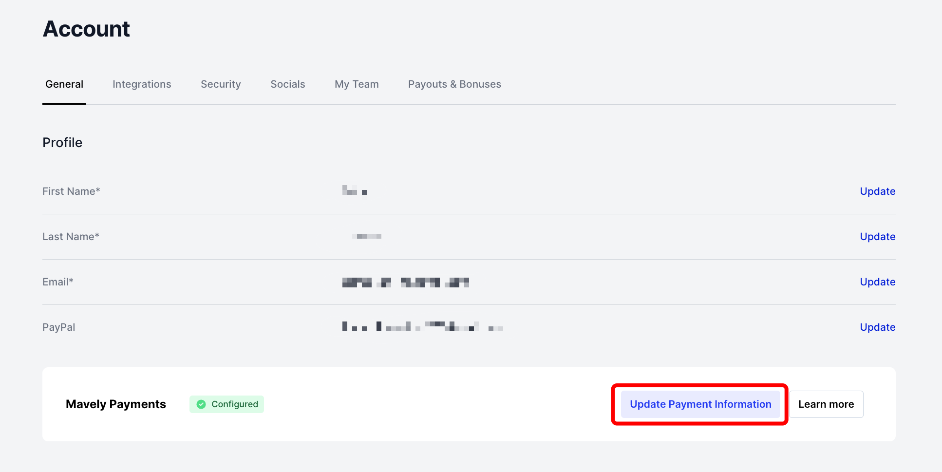 Selecting Your Payment Option (Tipalti)